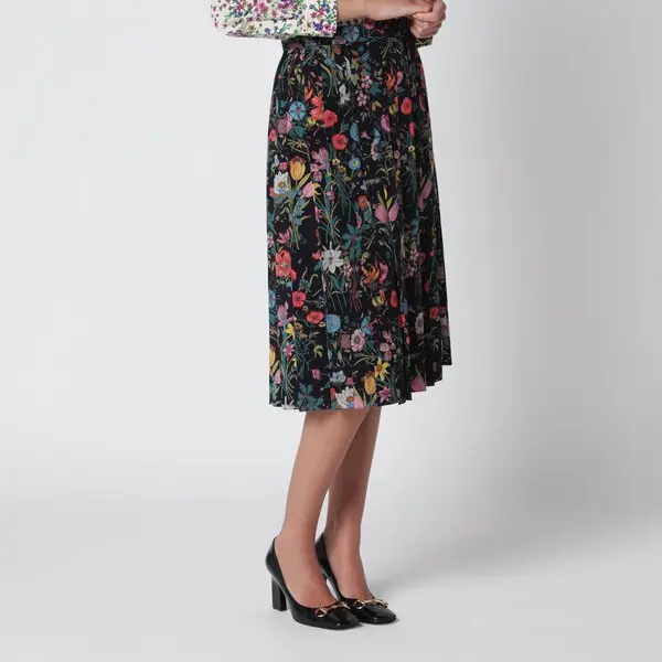 Gucci Pleated Midi Skirt With Flora Print