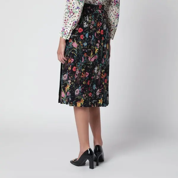 Gucci Pleated Midi Skirt With Flora Print