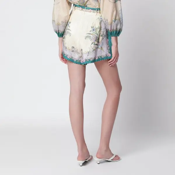 Zimmermann Linen Shorts With Floral Motif - Multicolor