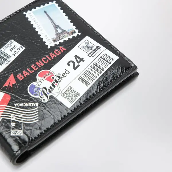Balenciaga Cash Folded Square Lambskin Wallet - Black