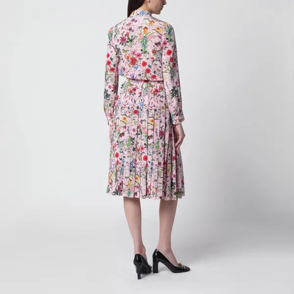 Gucci Flora Print Silk Shirt Dress - Multicolor