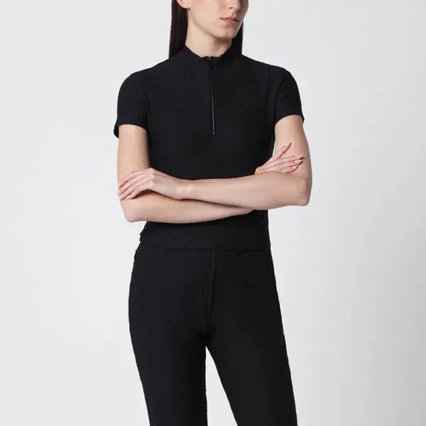 Gucci Gg Jacquard Jersey T-shirt With Half Zip - Black