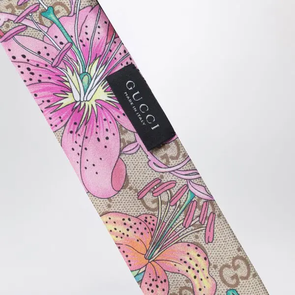 Gucci Printed Silk Ribbon With Flora Motif