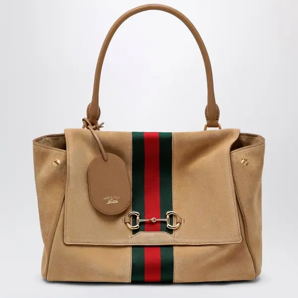 Gucci Medium Suede Handbag With Horsebit Detail