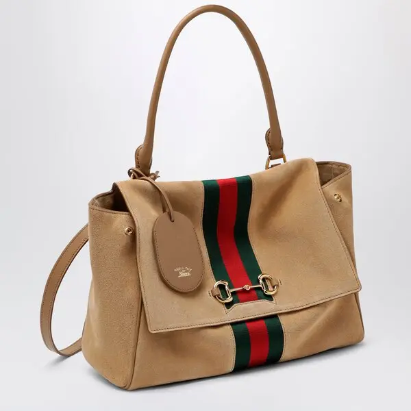 Gucci Medium Suede Handbag With Horsebit Detail