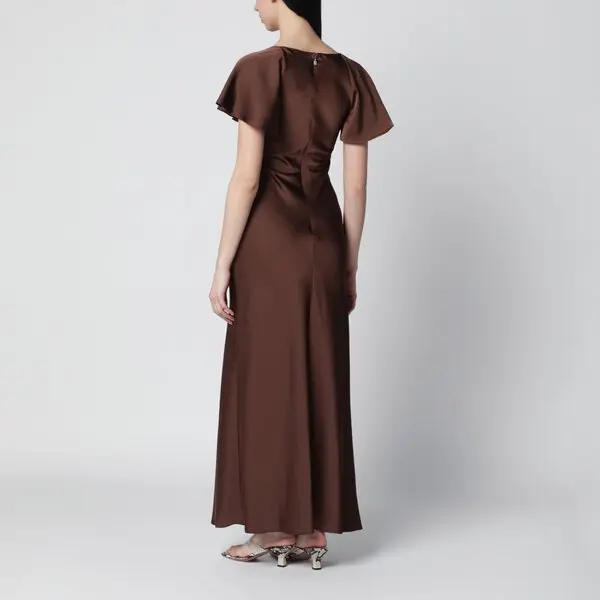 ROTATE BY BIRGER CHRISTENSEN Long Flutter Sleeve Satin Dress