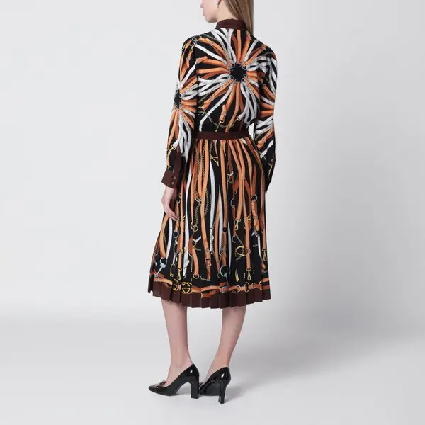 Gucci Silk Equestrian Print Shirt Dress - Black