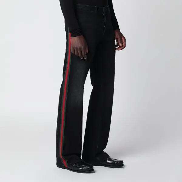 Gucci Low-rise Cotton Denim Jeans With Web Tape