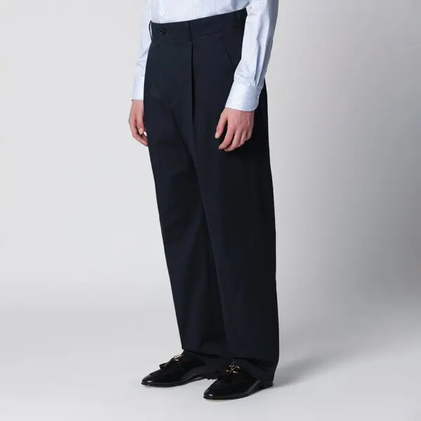 Valentino Garavani Navy Cotton Tailored Trousers