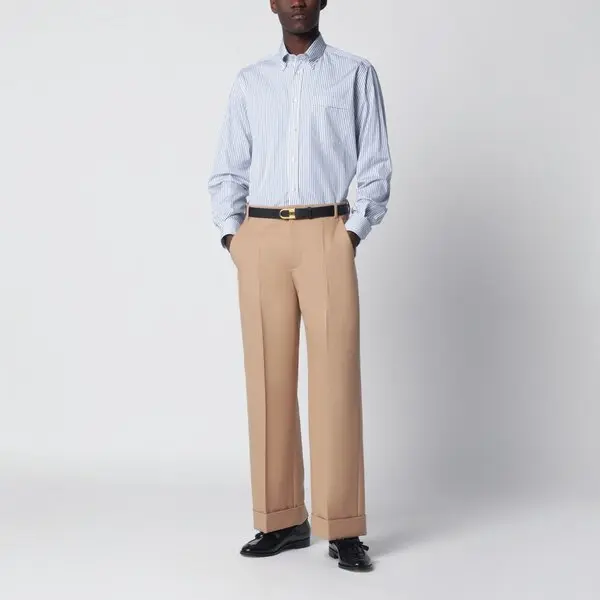 Valentino Garavani Ivory Shirt With And Blue Stripes