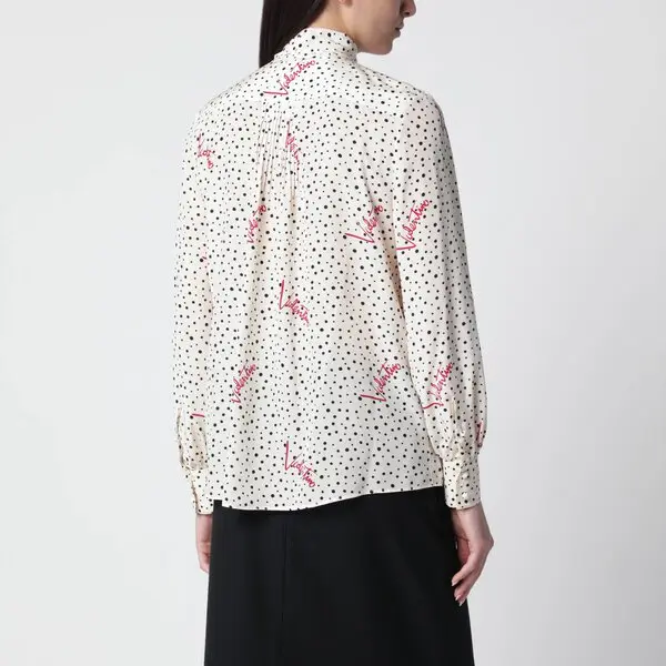 Valentino Garavani Silk Shirt With Polka Dot And Logo Print