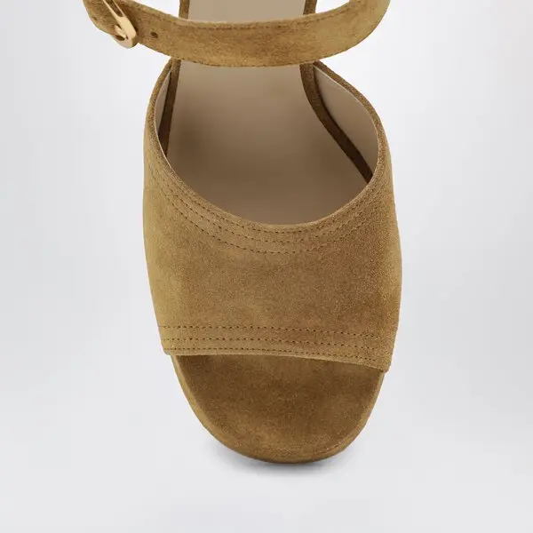 Valentino Garavani Fawcette Platform Sandals In Split Leather - Beige