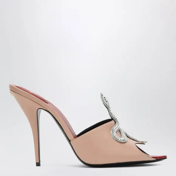 Valentino Garavani Kidskin Powder Slide Sandal Coeur Vipère - Pink