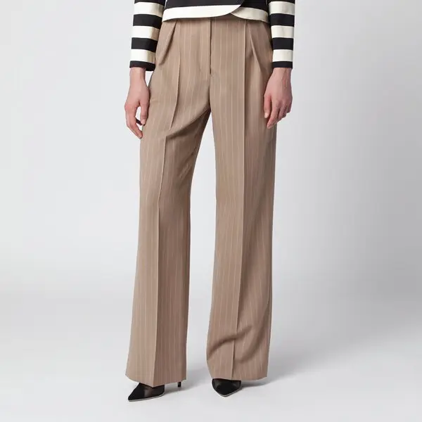 Valentino Garavani Pinstriped Wool Trousers - Beige
