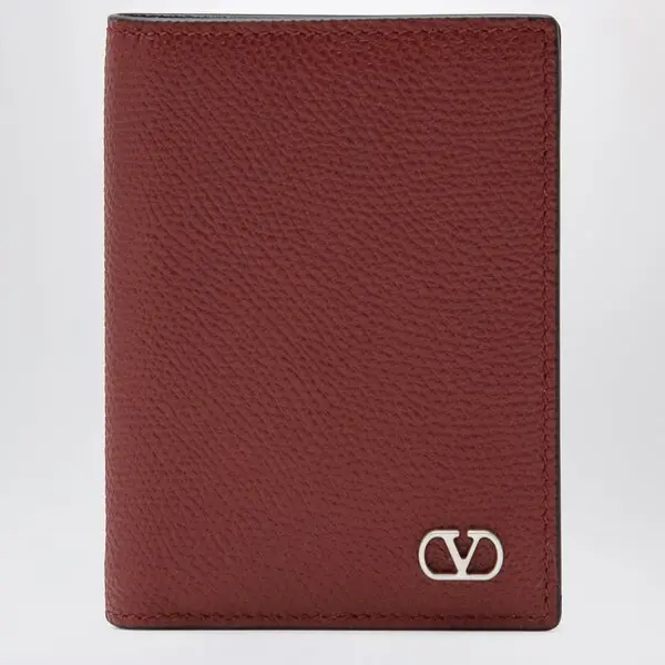 Valentino Garavani Dark Vlogo Card Holder In Grained Leather