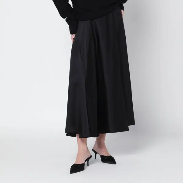 ANINE BING Christina Silk-blend Midi Skirt - Black