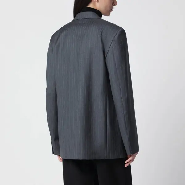 Gucci Light Blue Pinstripe Wool Jacket