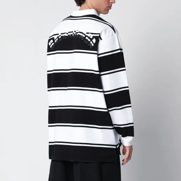 Balenciaga Black/white Striped Cotton Polo Shirt - Multicolor