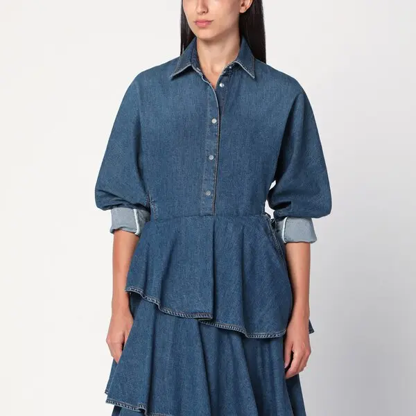 Alaïa Rounded Denim Shirt - Blue