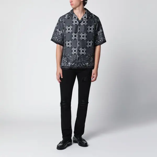 Amiri Ma Check Camp Checked Silk Camp Shirt - Black