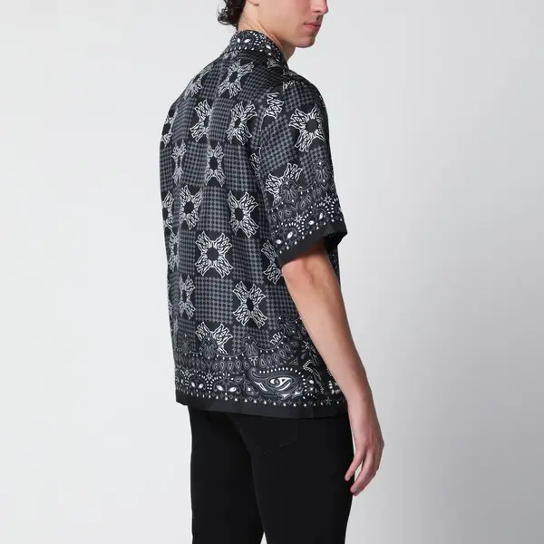 Amiri Ma Check Camp Checked Silk Camp Shirt - Black