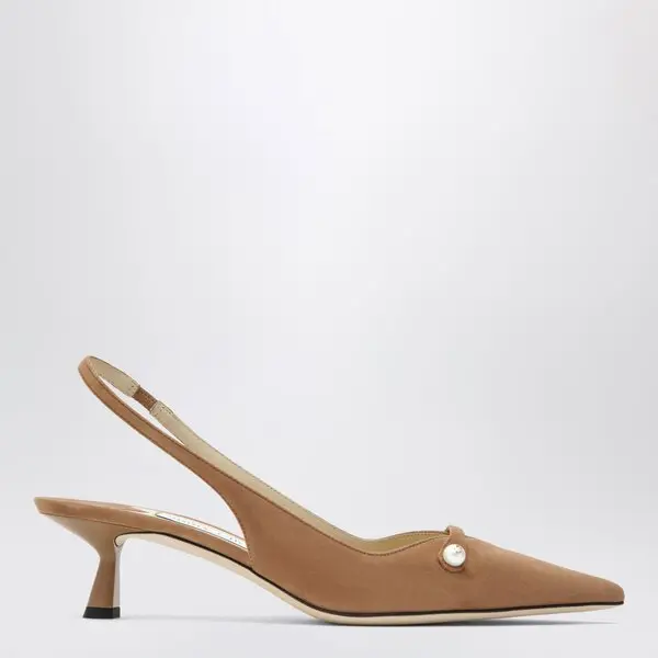 JIMMY CHOO Amita 45 Suede Slingbacks - Brown