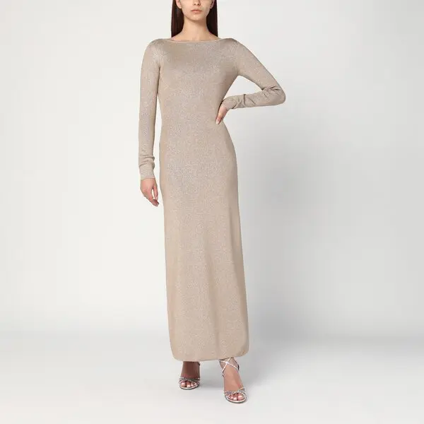 Max Mara Viscose & Lurex Maxi Dress - Beige