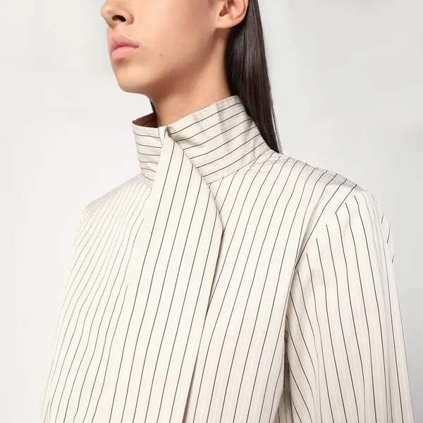 PATOU Striped Shirt With Scarf Collar - White