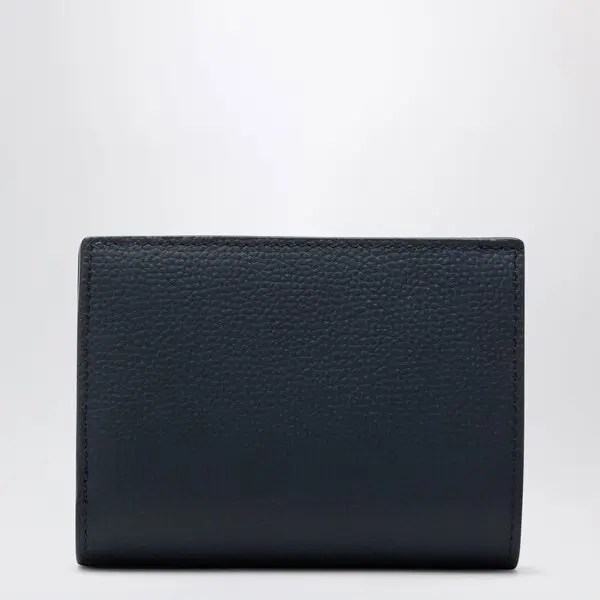 Loewe Anagram Compact Wallet In Hammered Calfskin, Navy - Blue