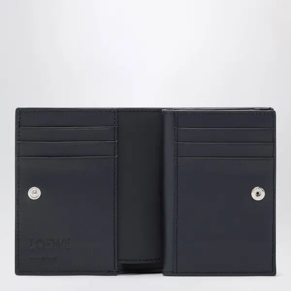 Loewe Anagram Compact Wallet In Hammered Calfskin, Navy - Blue