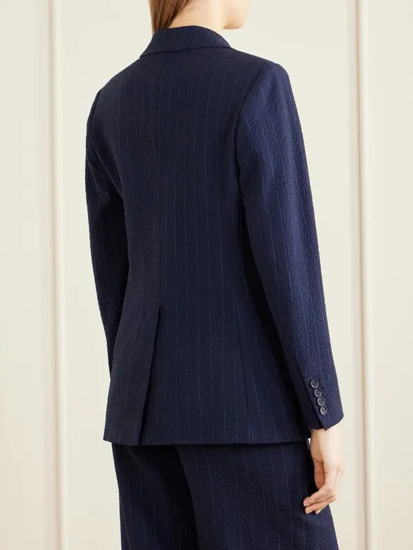 Max Mara Pinstriped Wool-blend Seersucker Blazer