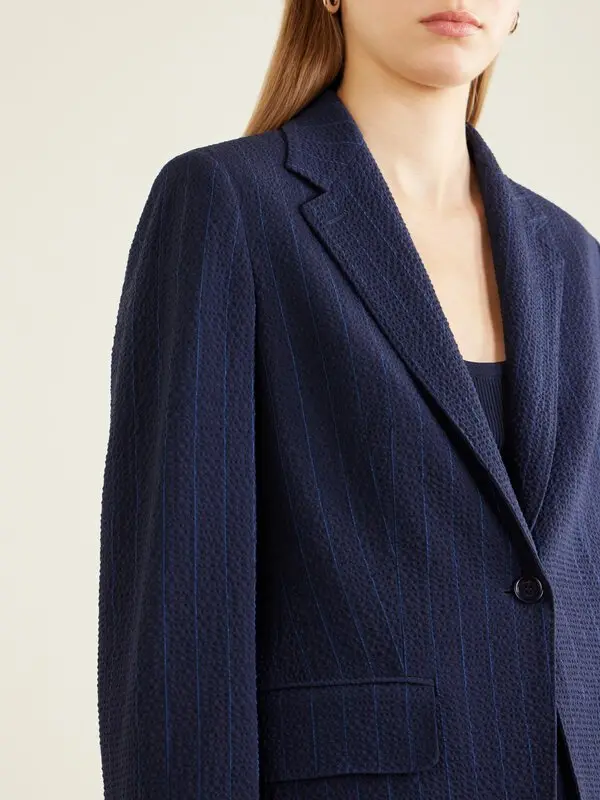 Max Mara Pinstriped Wool-blend Seersucker Blazer