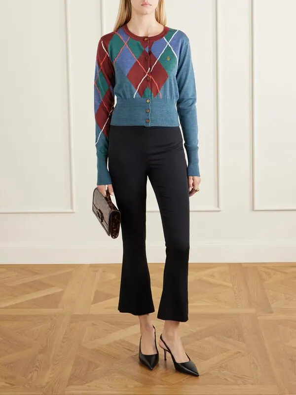 VIVIENNE WESTWOOD Logo-embroidered Argyle Wool And Cotton-blend Cardigan - Multi