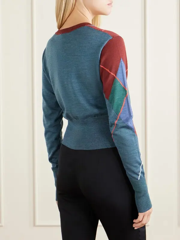 VIVIENNE WESTWOOD Logo-embroidered Argyle Wool And Cotton-blend Cardigan - Multi