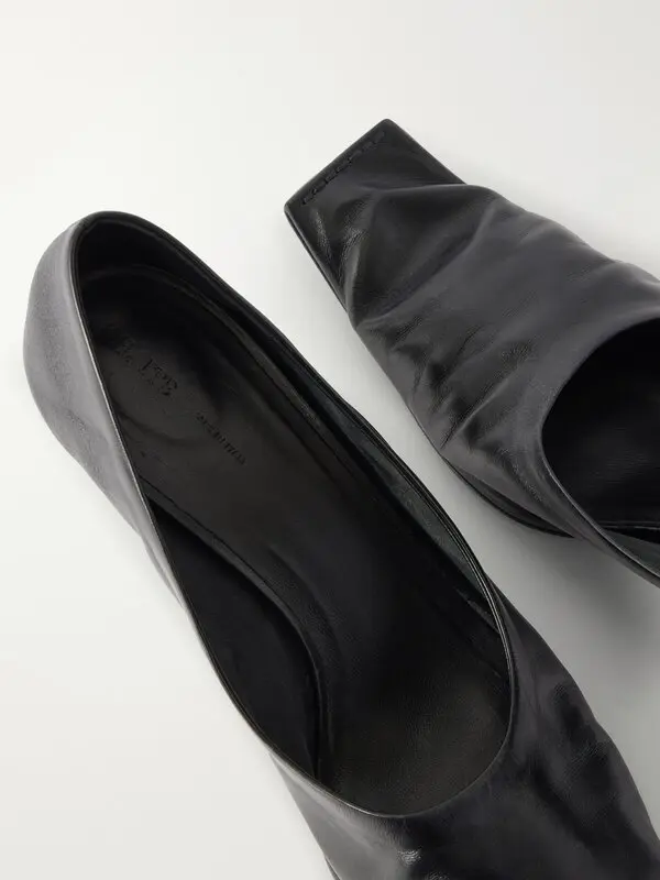 Khaite Marlene Glazed Leather Kitten Heel Pumps - Black