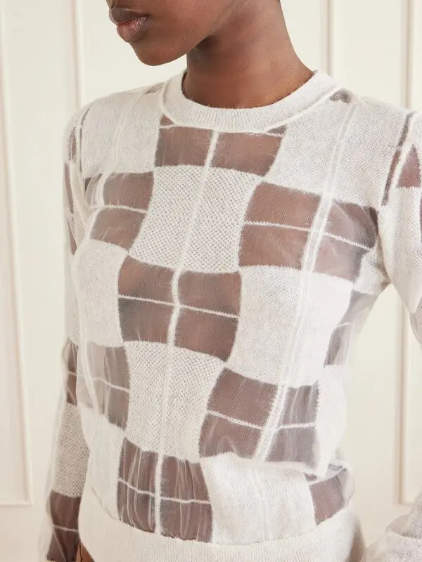 HAIKURE Paul Checked Mesh-trimmed Knitted Sweater