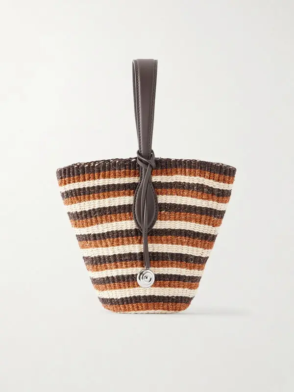 LIFFNER Striped Sisal Tote With Leather Trim - Multi