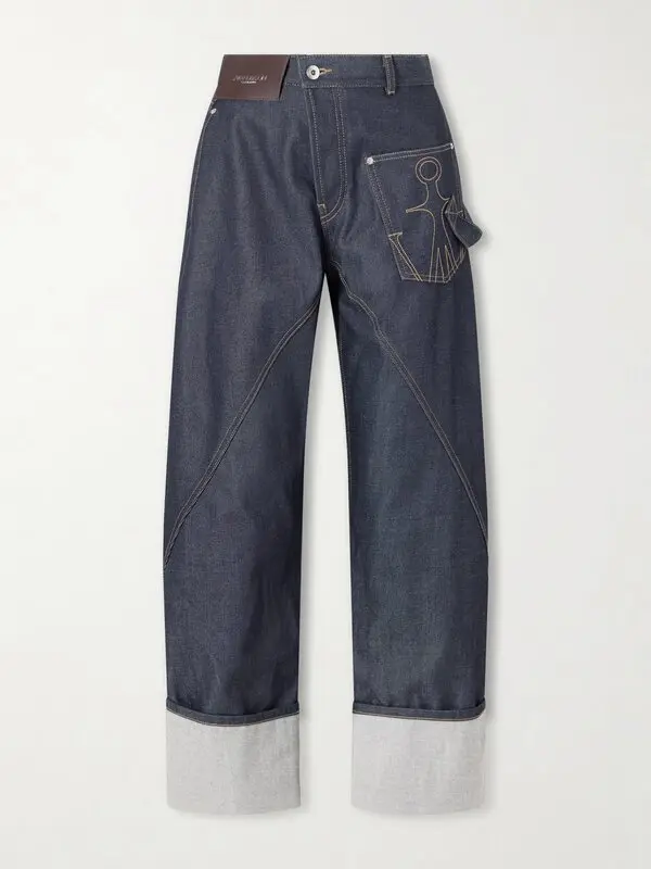 JW Anderson High-rise Embroidered Wide-leg Jeans - Blue