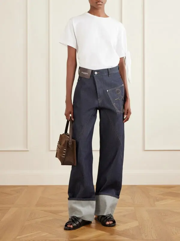 JW Anderson High-rise Embroidered Wide-leg Jeans