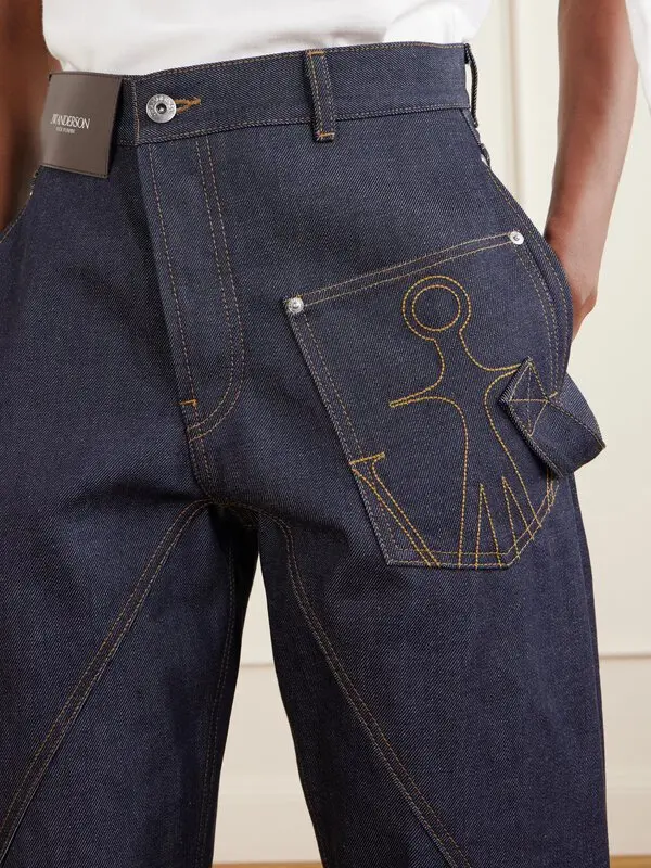 JW Anderson High-rise Embroidered Wide-leg Jeans