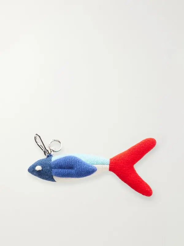 THE ELDER STATESMAN Fish Patchwork Knitted Cashmere Keychain - Multi
