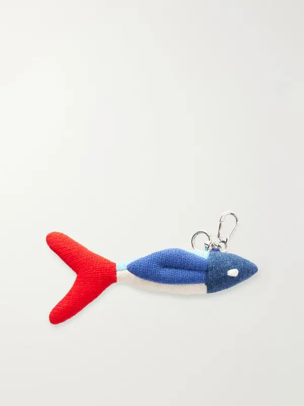 THE ELDER STATESMAN Fish Patchwork Knitted Cashmere Keychain