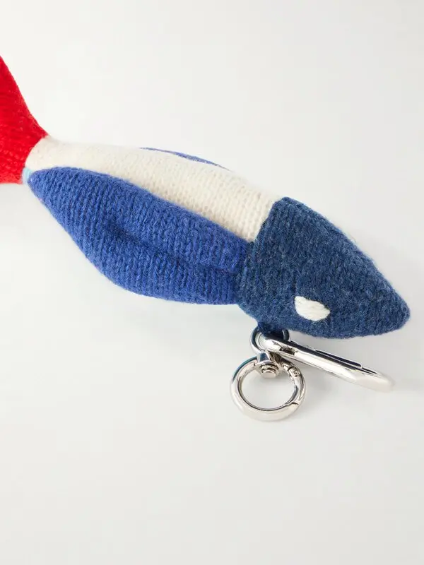 THE ELDER STATESMAN Fish Patchwork Knitted Cashmere Keychain