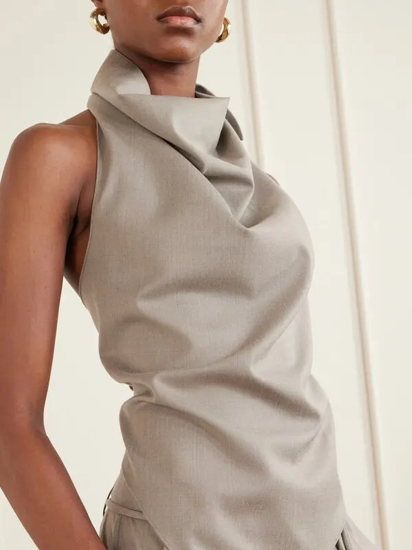 ST. AGNI Backless Wool-blend Top - Brown