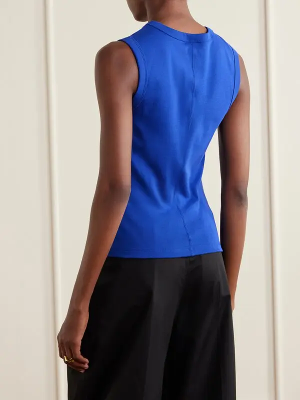 FLORE FLORE Esme Ribbed Organic Cotton-jersey Tank - Blue