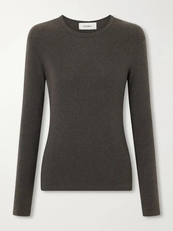 LISA YANG Vivian Cotton And Cashmere-blend T-shirt - Brown
