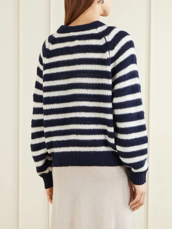 LISA YANG Reni Striped Cashmere And Silk-blend Sweater
