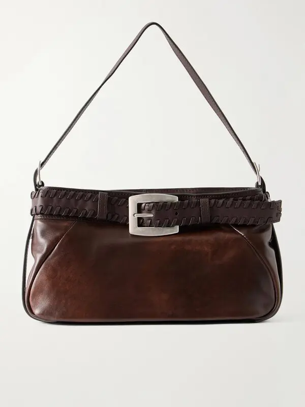 Staud Brooklyn Belted Leather Shoulder Bag - Brown
