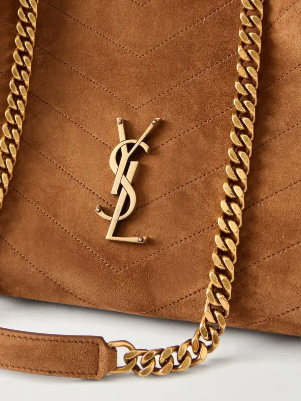 Saint Laurent Niki Shopper Quilted Suede Shoulder Bag
