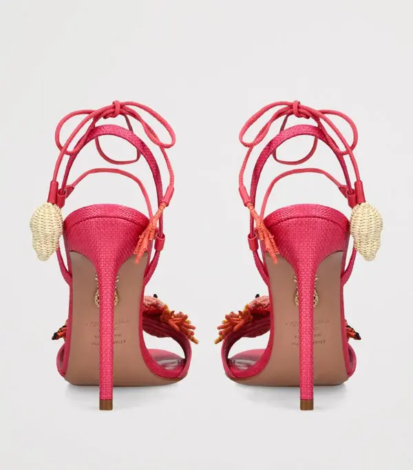 AQUAZZURA Raffia Marea Slingback Sandals With Embellishment